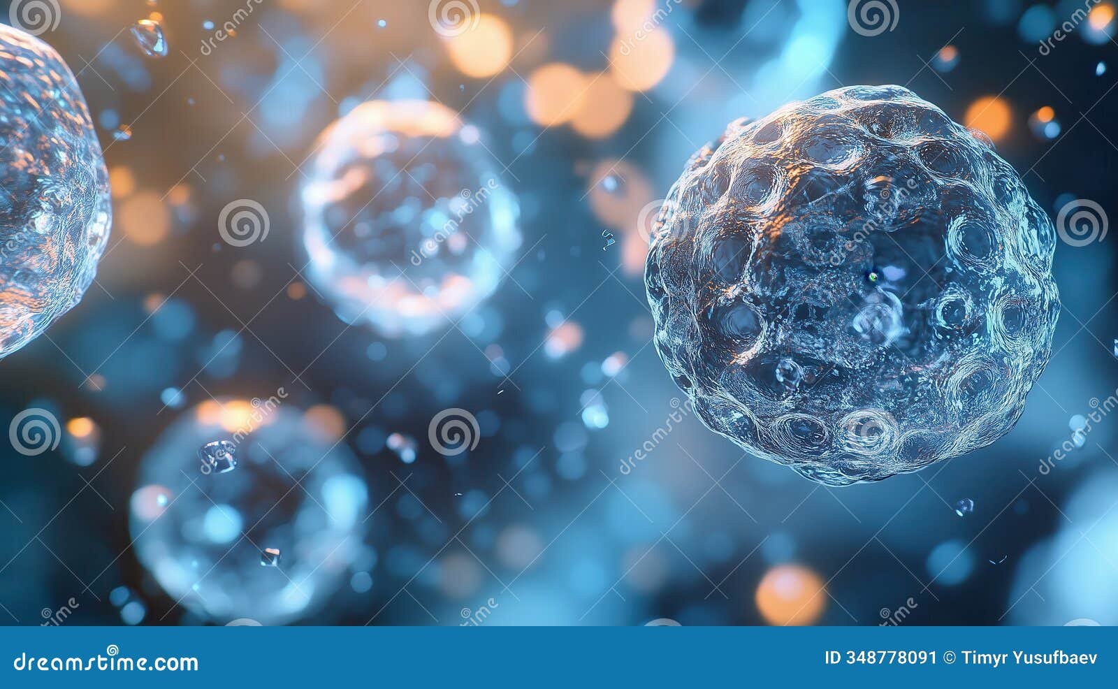 Microscopic View of Cells Dividing and Regenerating in a Futuristic ...