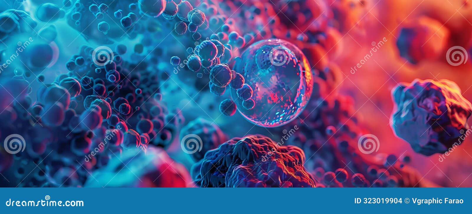 Microscopic View of Cells and Molecules in Colorful Abstract Background ...
