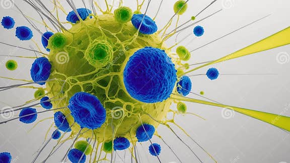 Microscopic View of Cells and Network Structures. Stock Image - Image ...