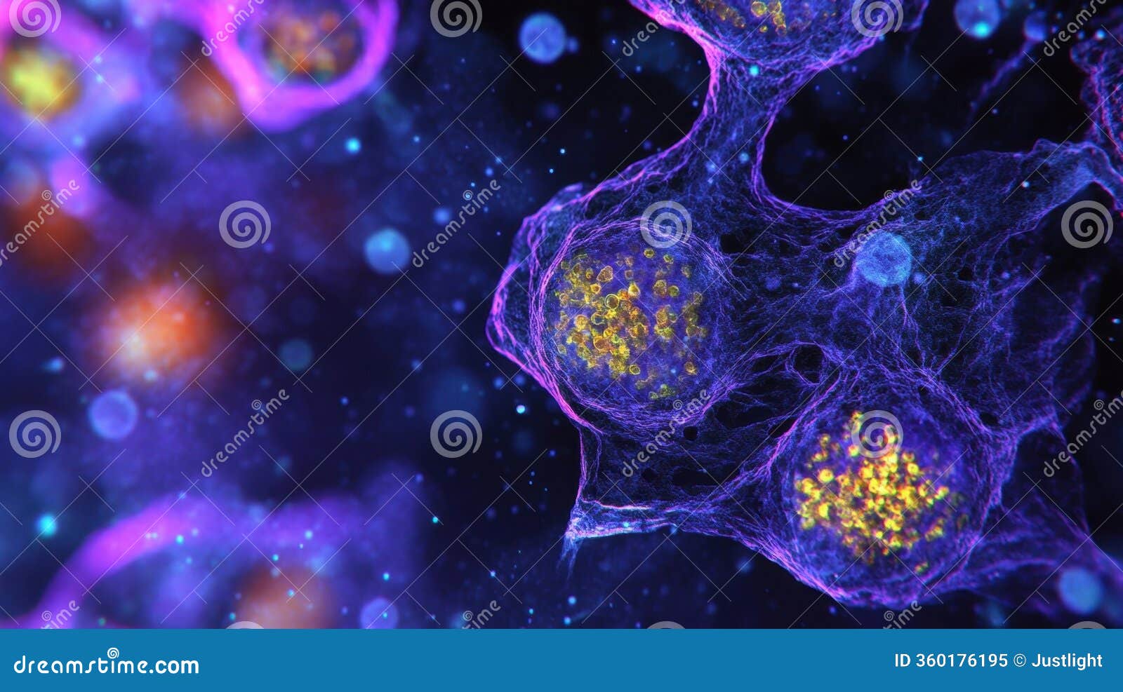 Microscopic View Of Cells Showing Cytoskeleton And Internal Structures ...