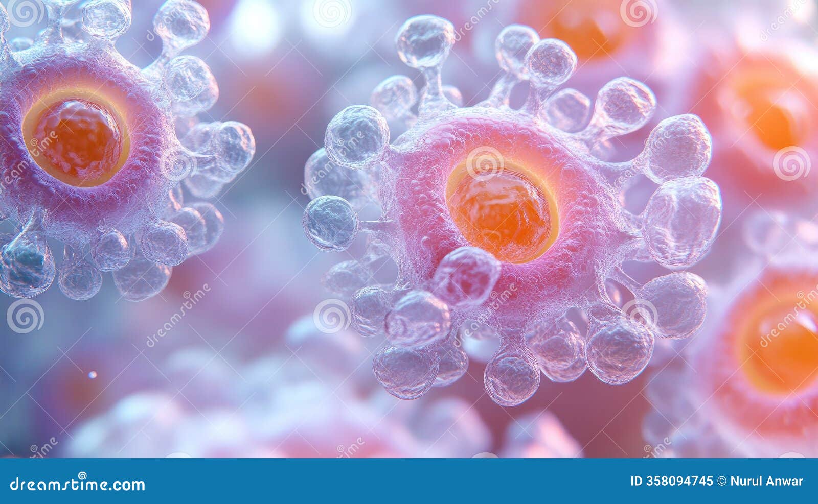 Microscopic View Of Cells With Visible Nuclei And Surrounding ...