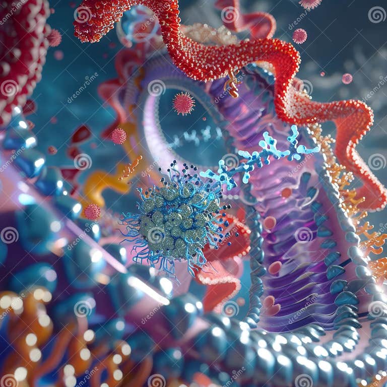63 Microscopic View of Cellular Nanomachine Engineering 3D Illustration ...