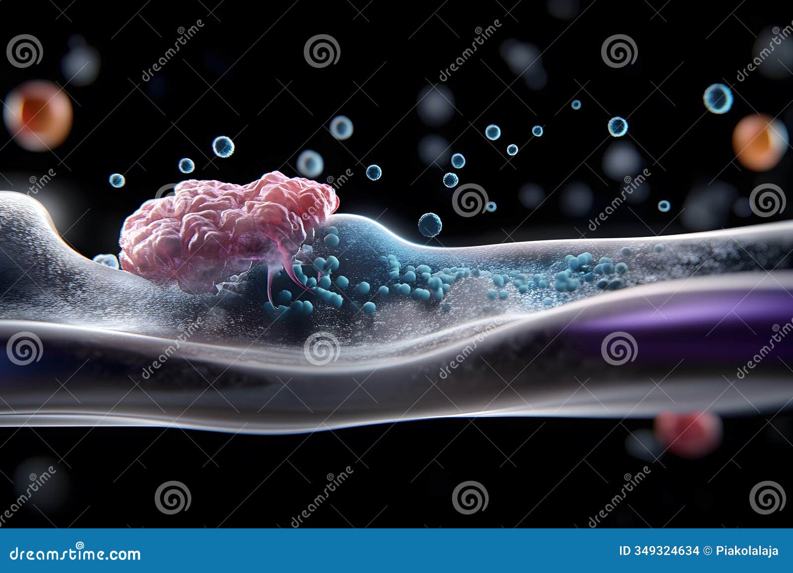 Microscopic View of Cellular Process with Molecular Particles and ...