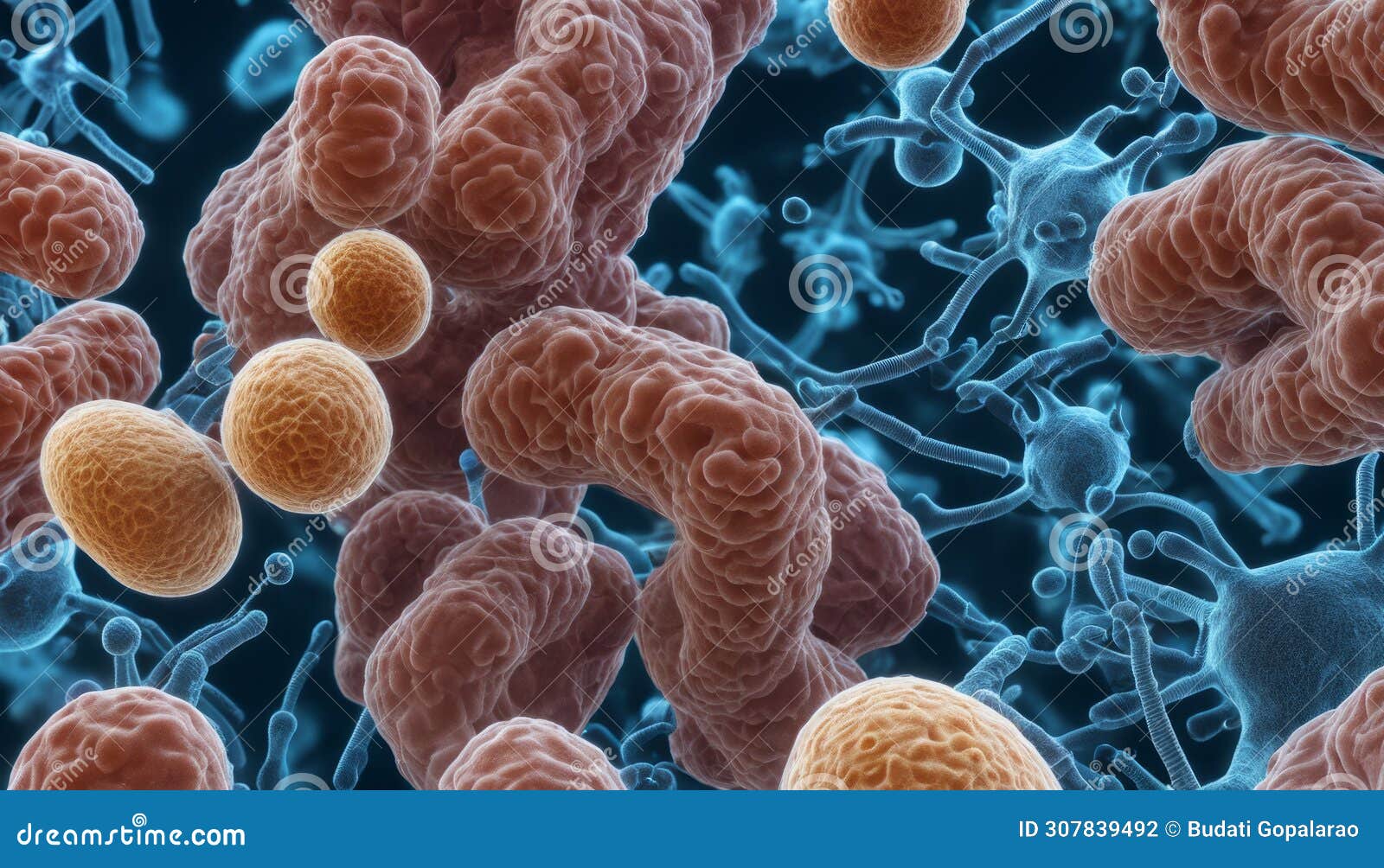 Microscopic View of a Cellular Structure, Possibly a Virus or Bacteria ...