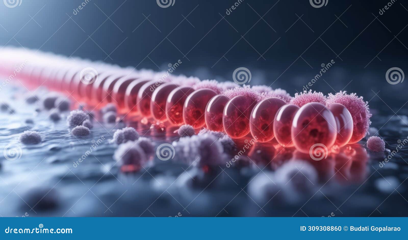 A Microscopic View of a Chain of Cells, Illuminated by Fluorescent ...