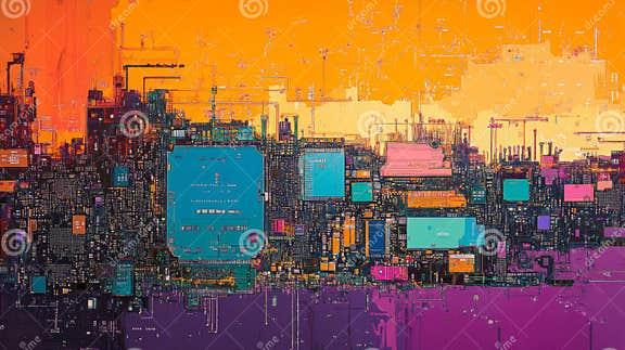 Microscopic View of a Circuit Board with Colorful Components Stock ...