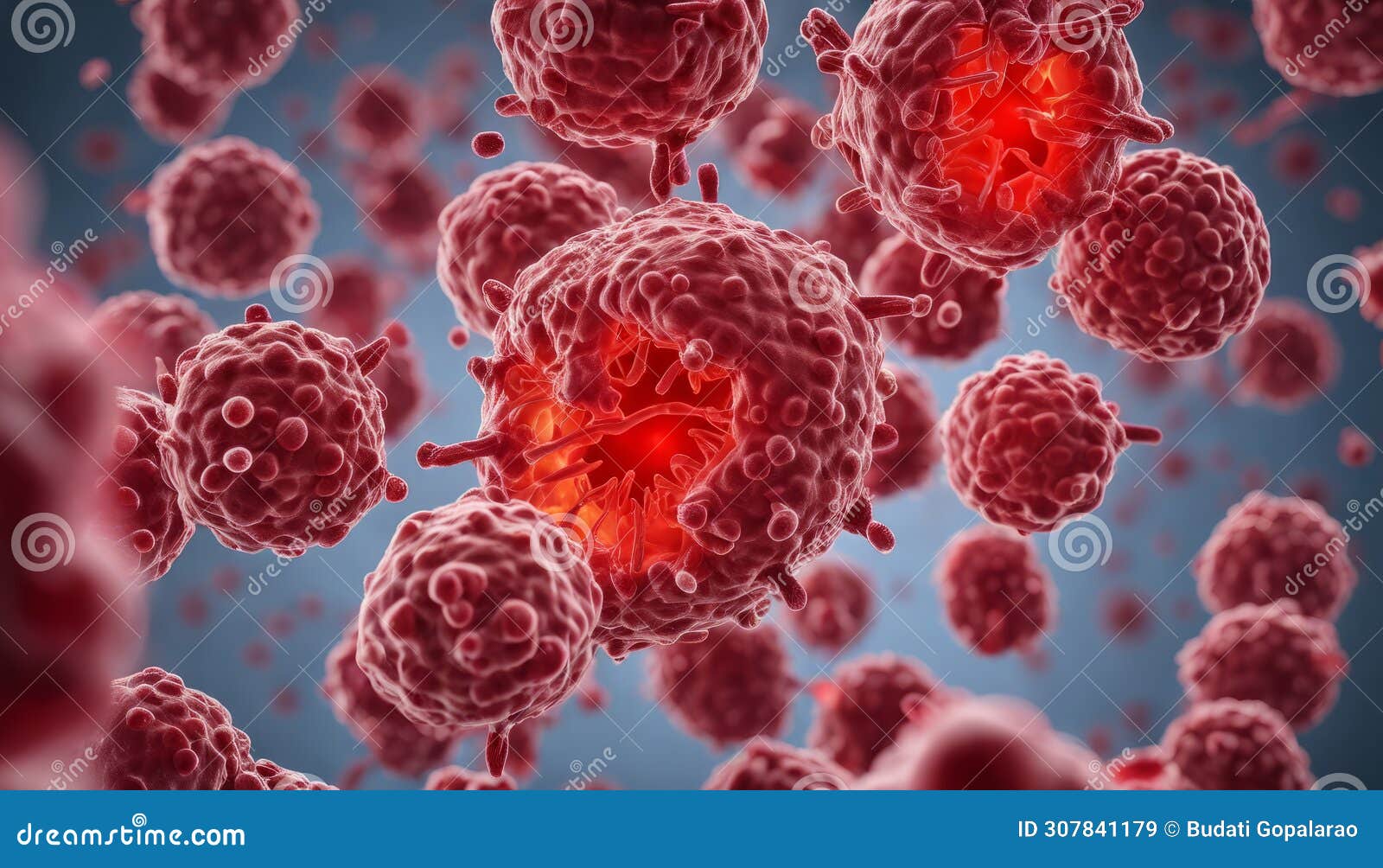 Microscopic View of a Cluster of Cells, Possibly Cancerous, with a ...