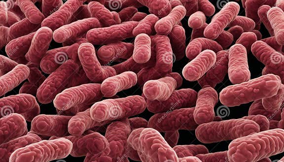Microscopic View of a Cluster of Red Bacteria Stock Illustration ...