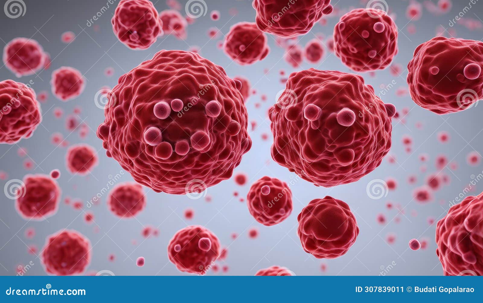 Microscopic View of a Cluster of Red Cells or Particles Against a Gray ...