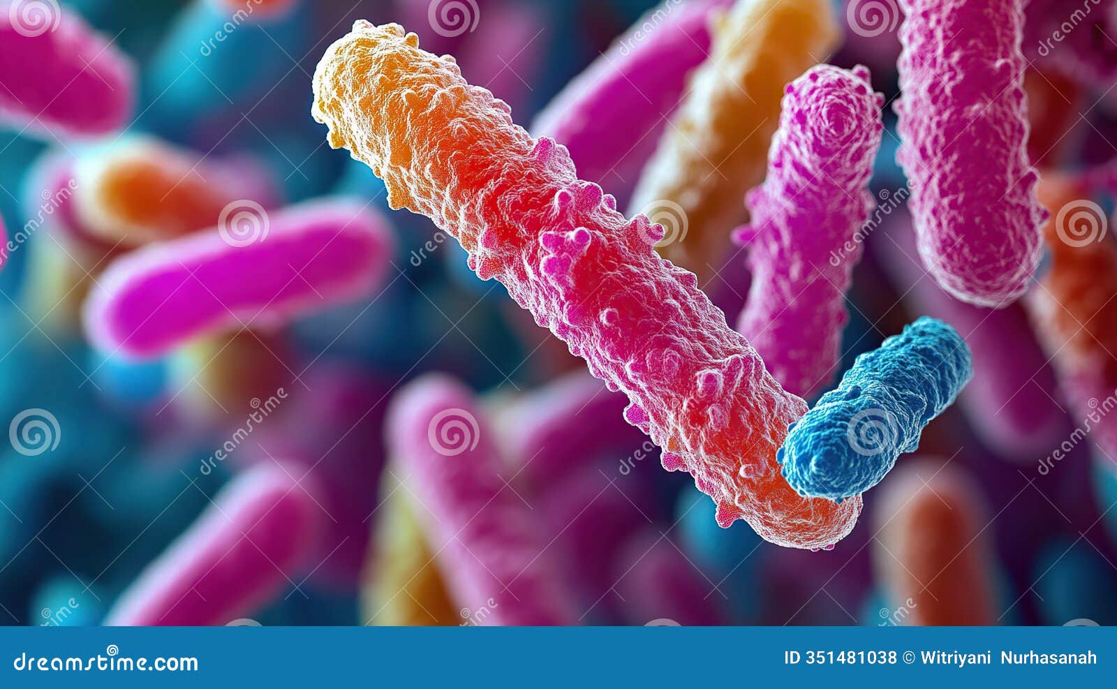 Microscopic View of Colorful Bacteria Stock Illustration - Illustration ...