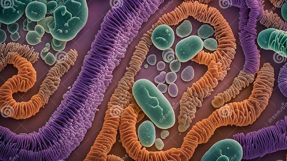 Microscopic View of Colorful Bacteria and Cells Displaying Unique ...