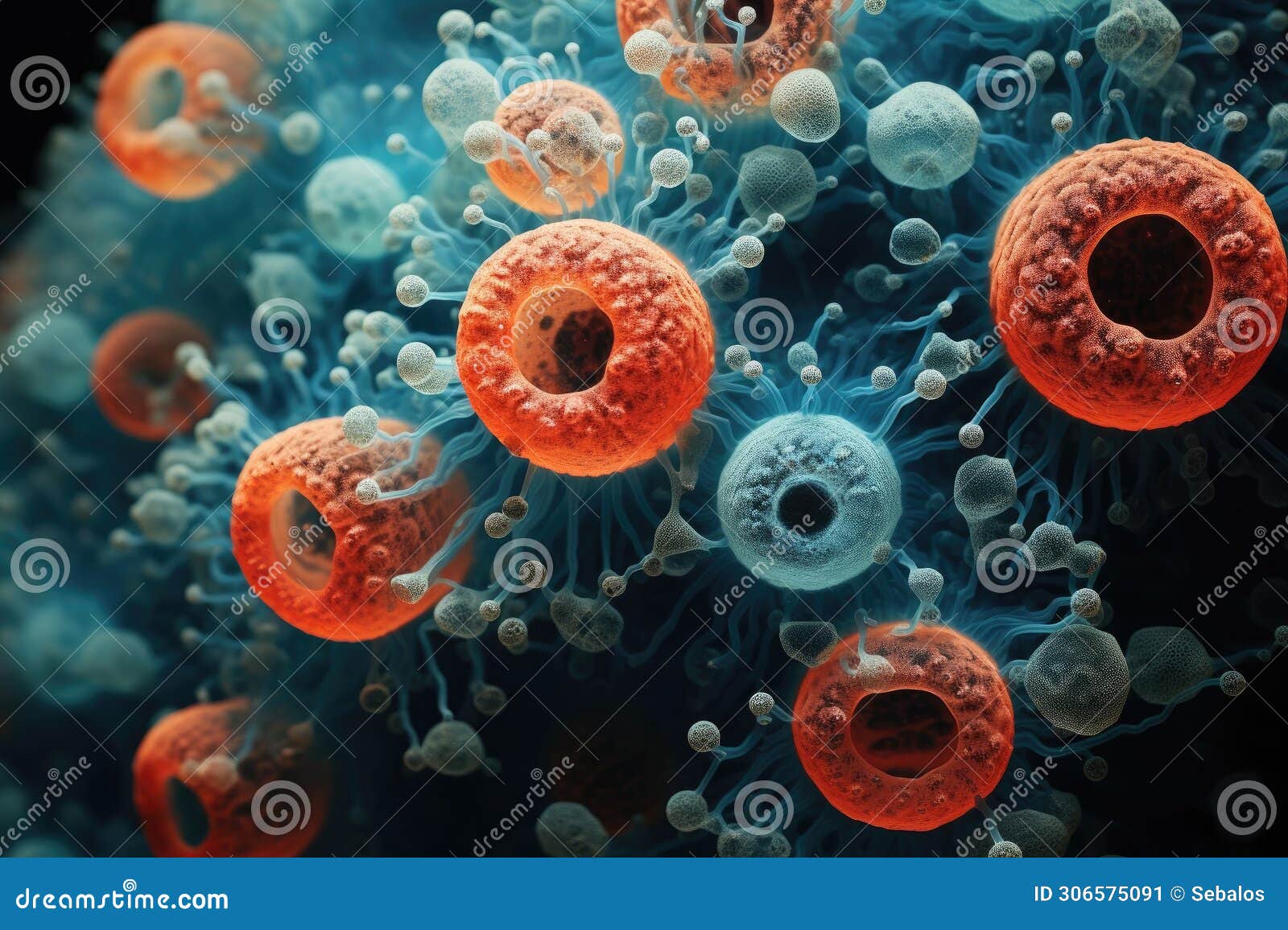 A Microscopic View of Colorful Cells and Microbes Stock Illustration ...