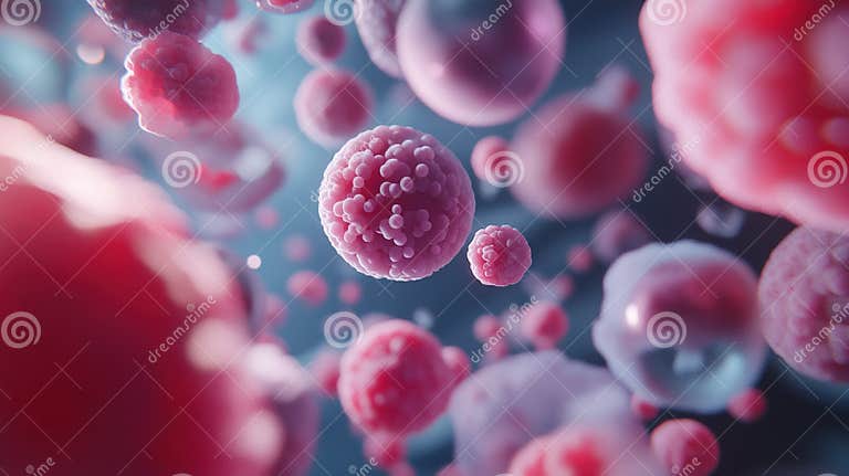 Microscopic View of Colorful Cells Showcasing Biological Structures in ...