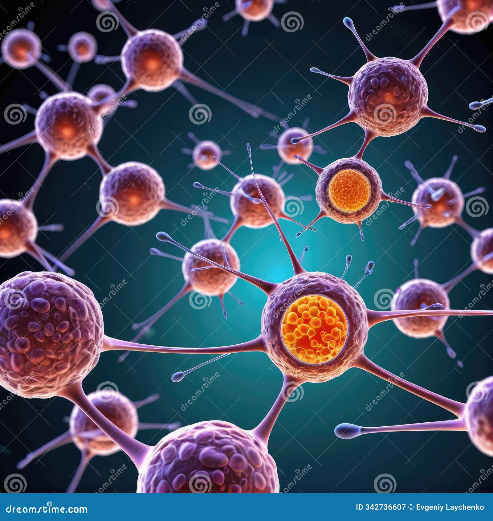 Microscopic View of Colorful Cells and Their Structures in a Dynamic ...