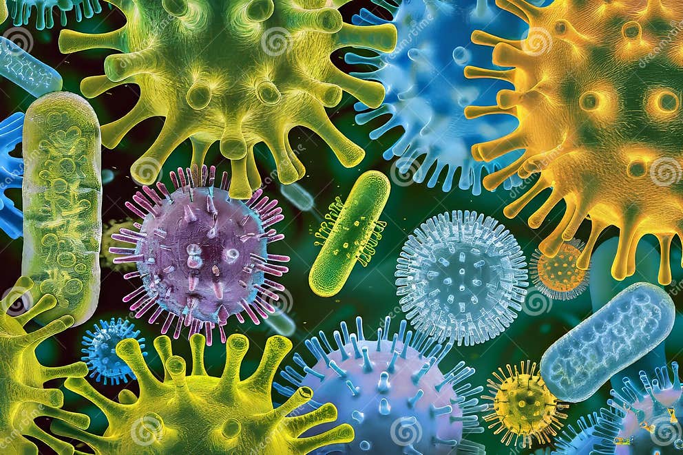 Microscopic View Of Colorful Gut Microbiome Showcasing Healthy Bacteria Pathogens And Cells