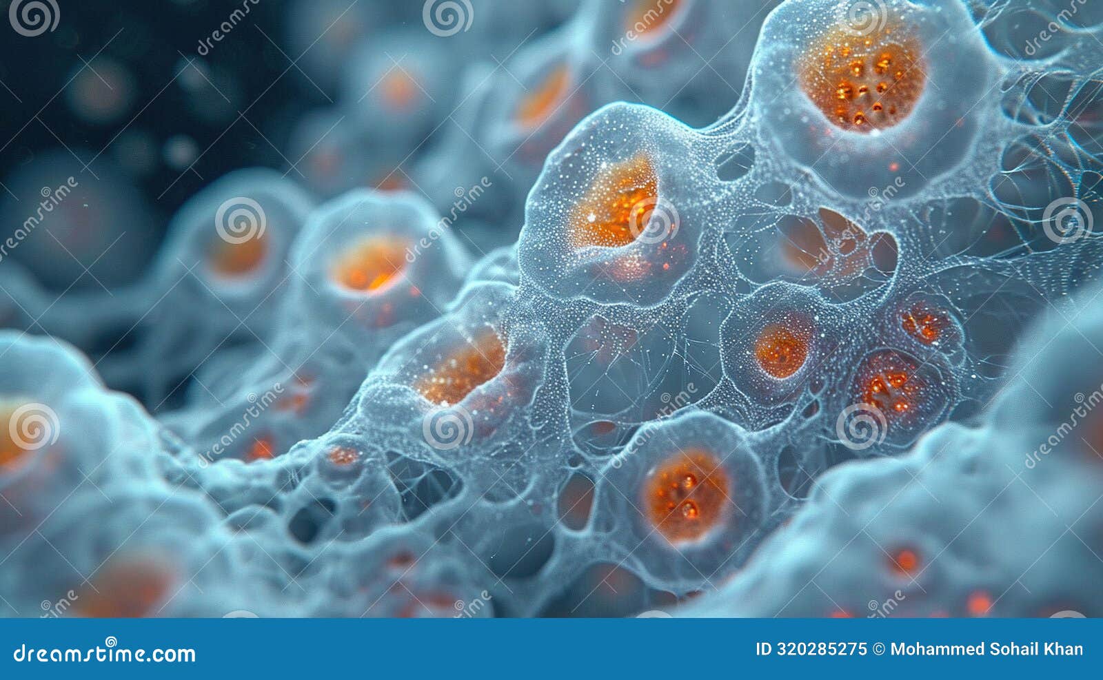 Microscopic View of Colorful Virus Cells on Bokeh Blur Background Stock ...
