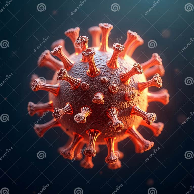 Microscopic View of a Coronavirus Particle Detailed 3D Render of a ...
