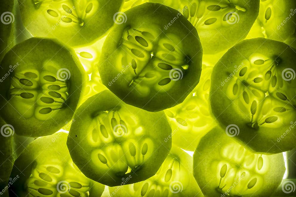 Microscopic View of Cucumber Pieces Forming a Beautiful Texture Pattern ...