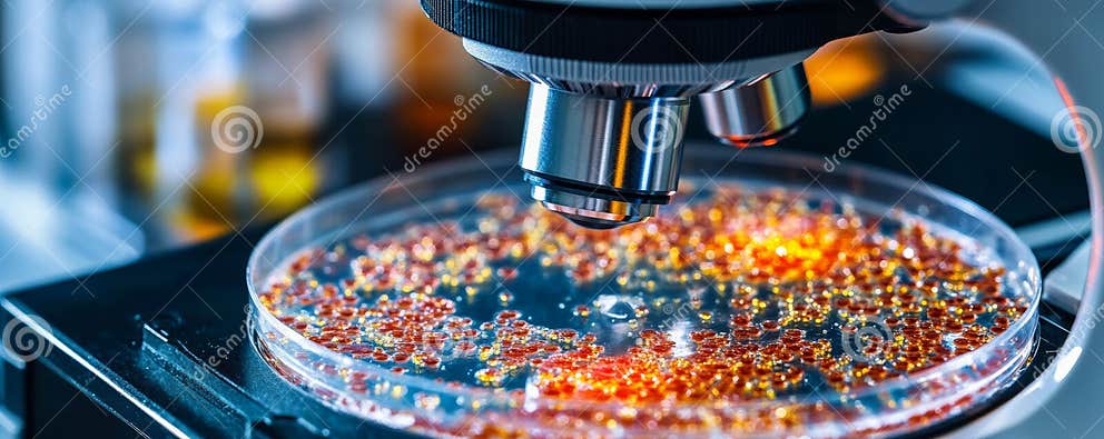 Microscopic View of Cultures Under Microscope in Laboratory Setting ...