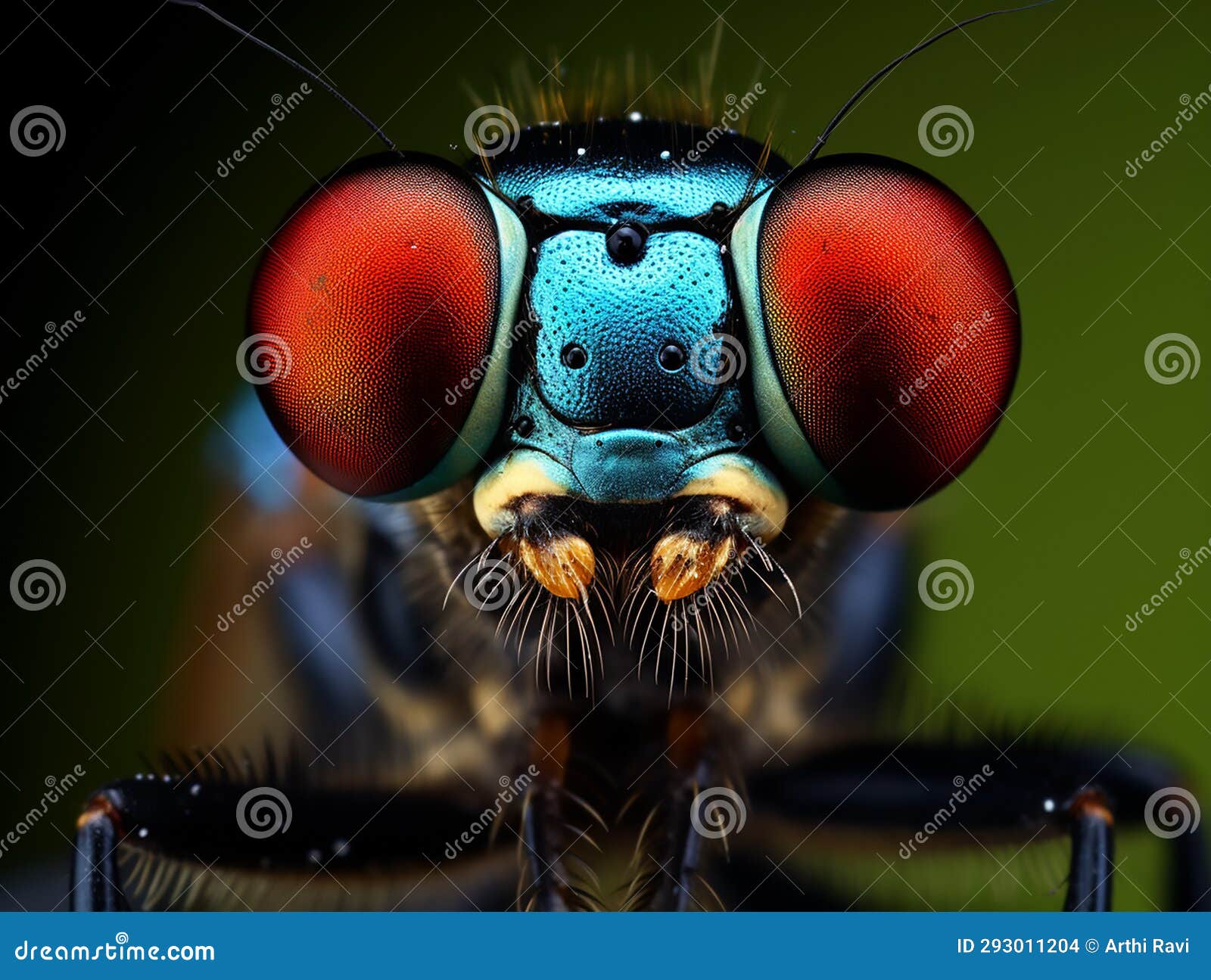 Microscopic View of Details of a Damselfly S Face Stock Illustration ...