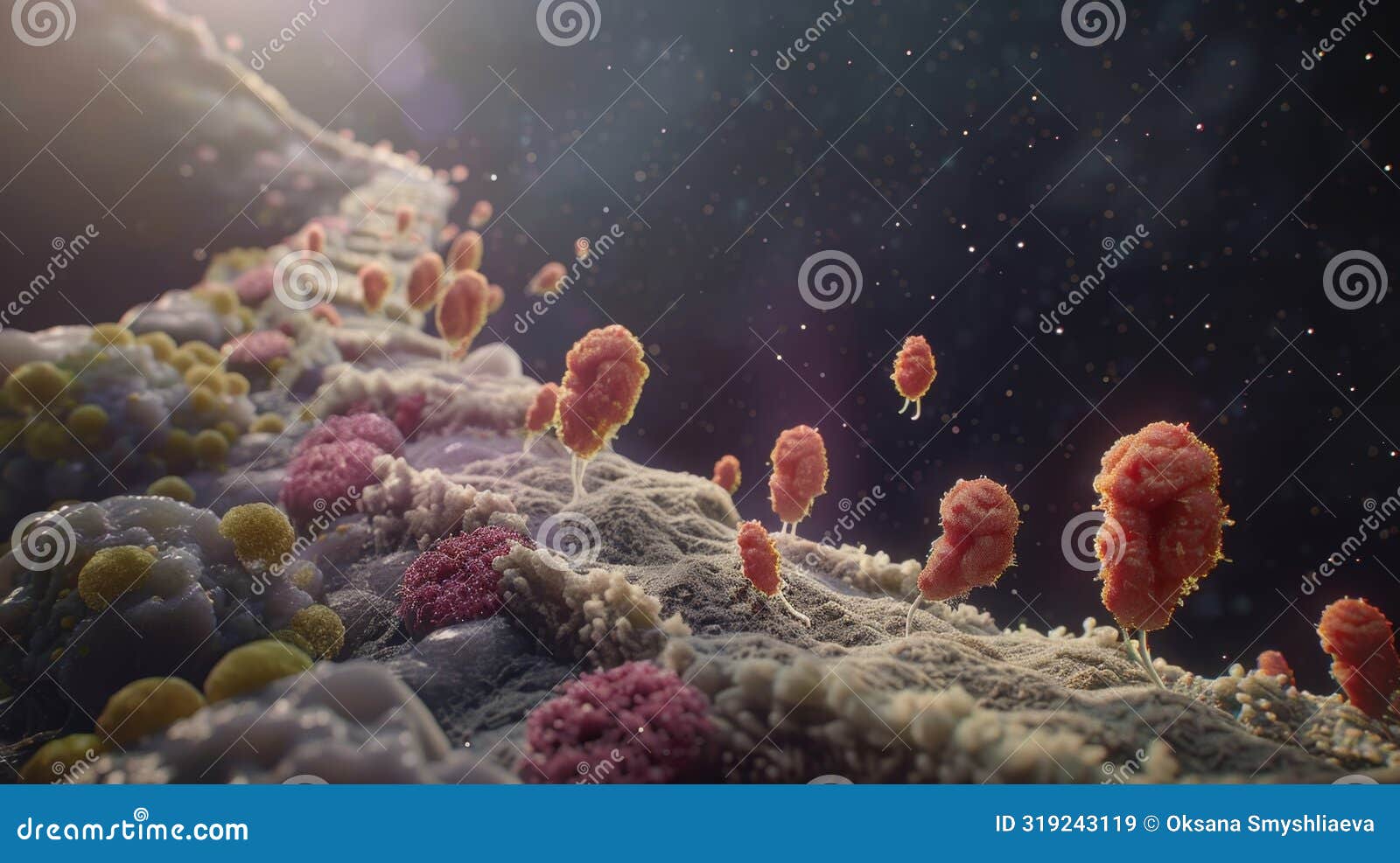 Microscopic View of Diverse Bacteria and Virus Particles Stock Image ...