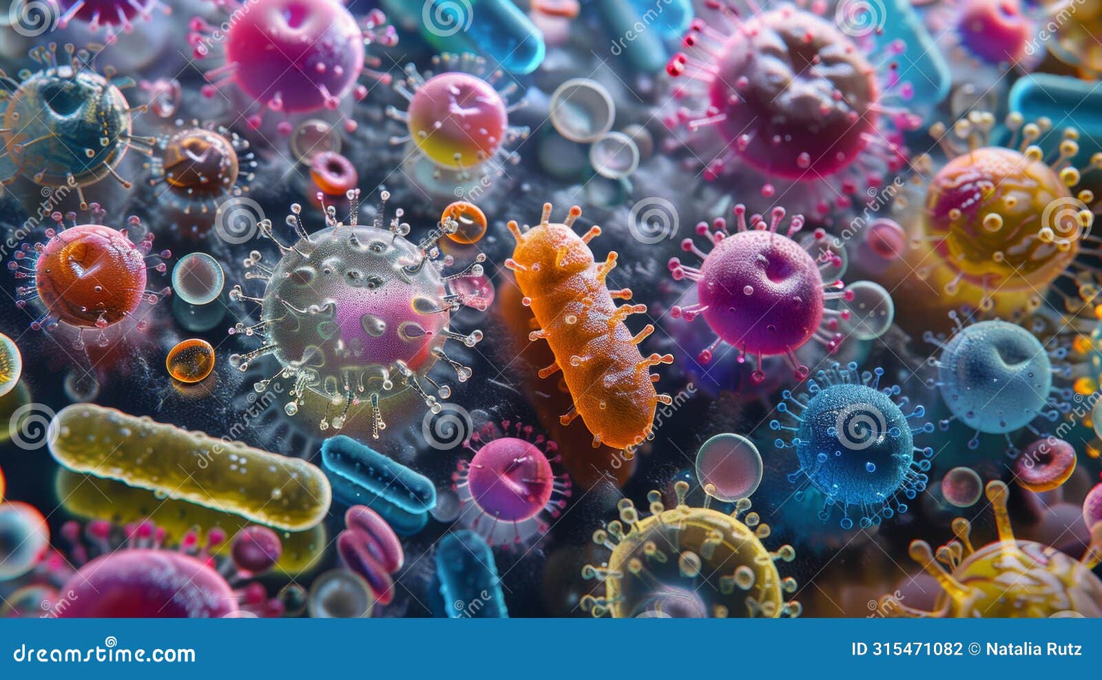 Microscopic View of Diverse Pathogens, Highly Detailed and Colorful ...
