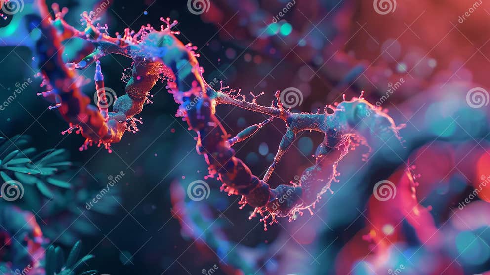 Microscopic View of a DNA Molecule Illuminated by Neon Lights ...
