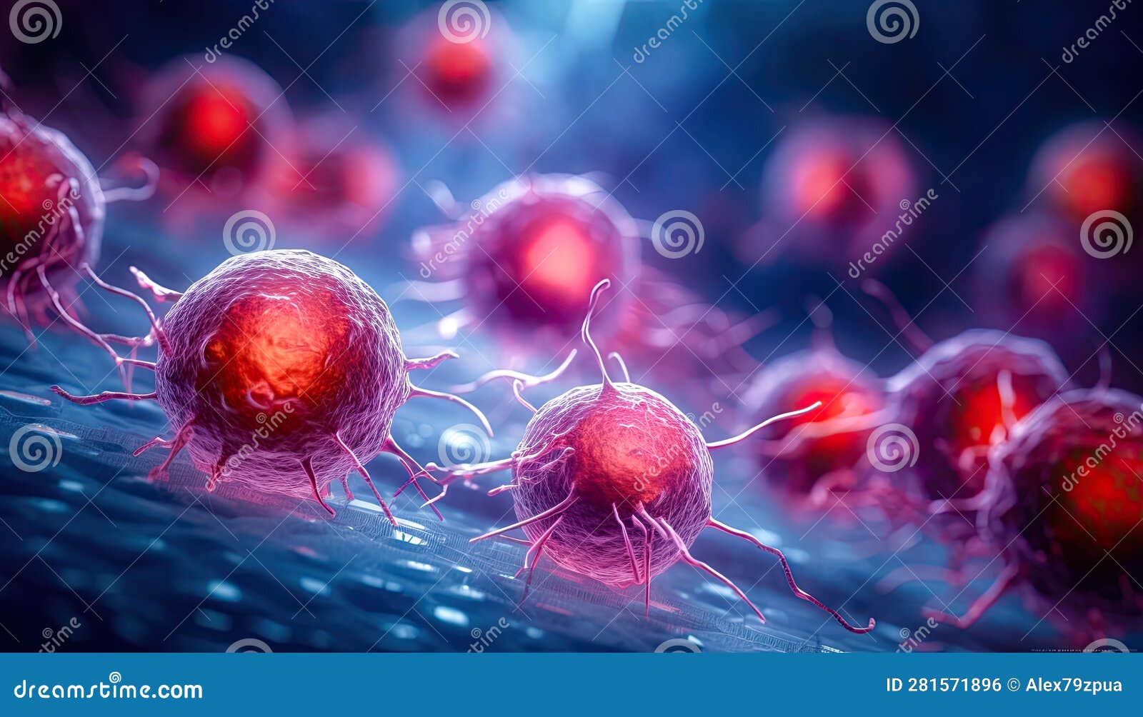 Microscopic View of Enlarged Virus or Cancer Cells - Generative AI ...
