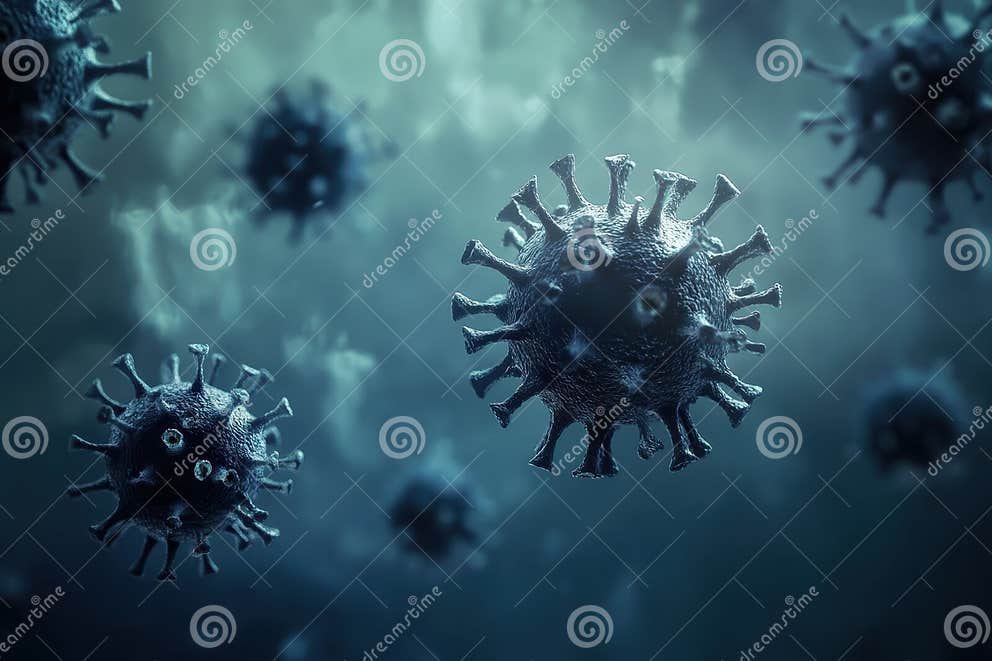 Microscopic View of Floating Virus Particles in Dark, Illuminated ...