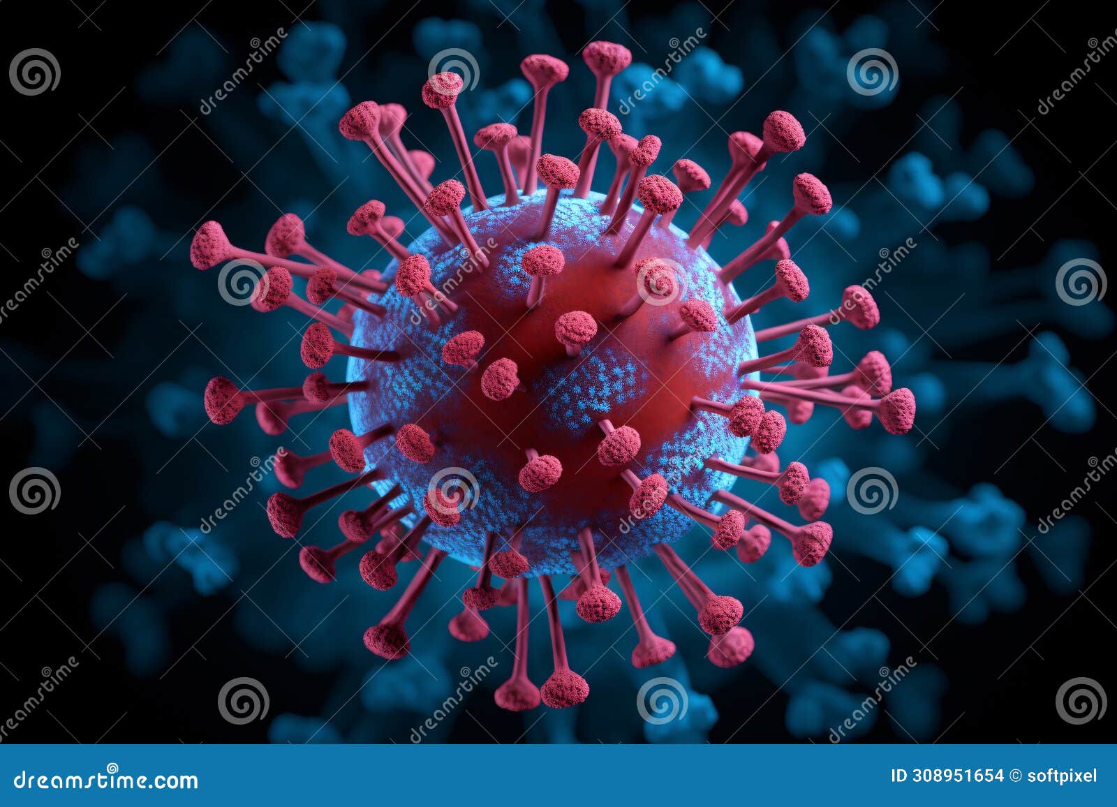 Microscopic View of Flu Influenza Virus Rendered Illustration Stock ...