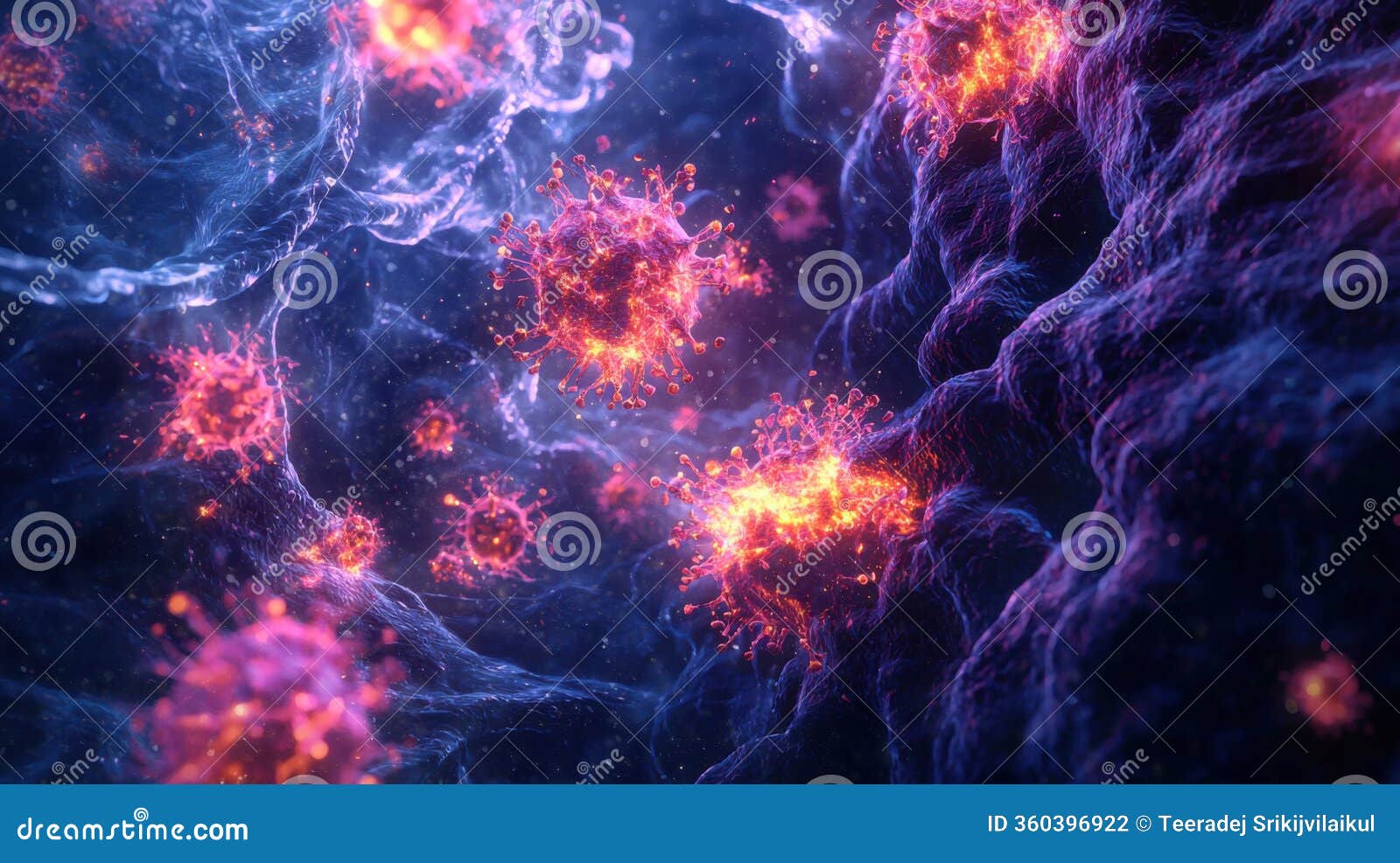 Microscopic View of Influenza Viruses Attacking Human Respiratory Cells ...