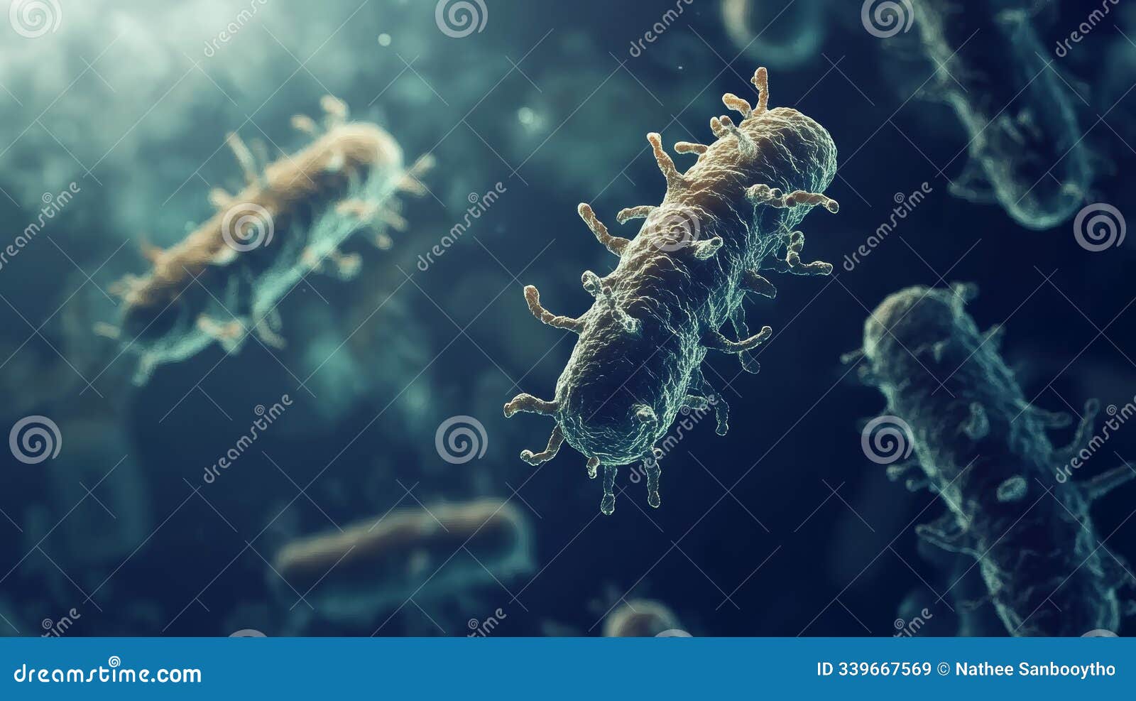 Invisible Threat, Microscopic View of Bacteria Floating in the Air ...