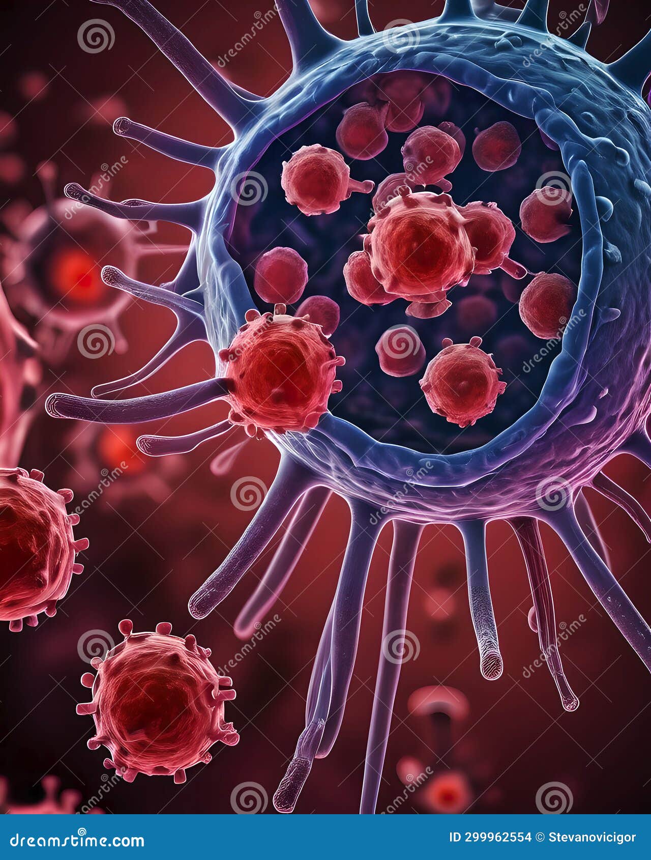 Microscopic View of HIV Virus, Generative Ai Stock Illustration ...