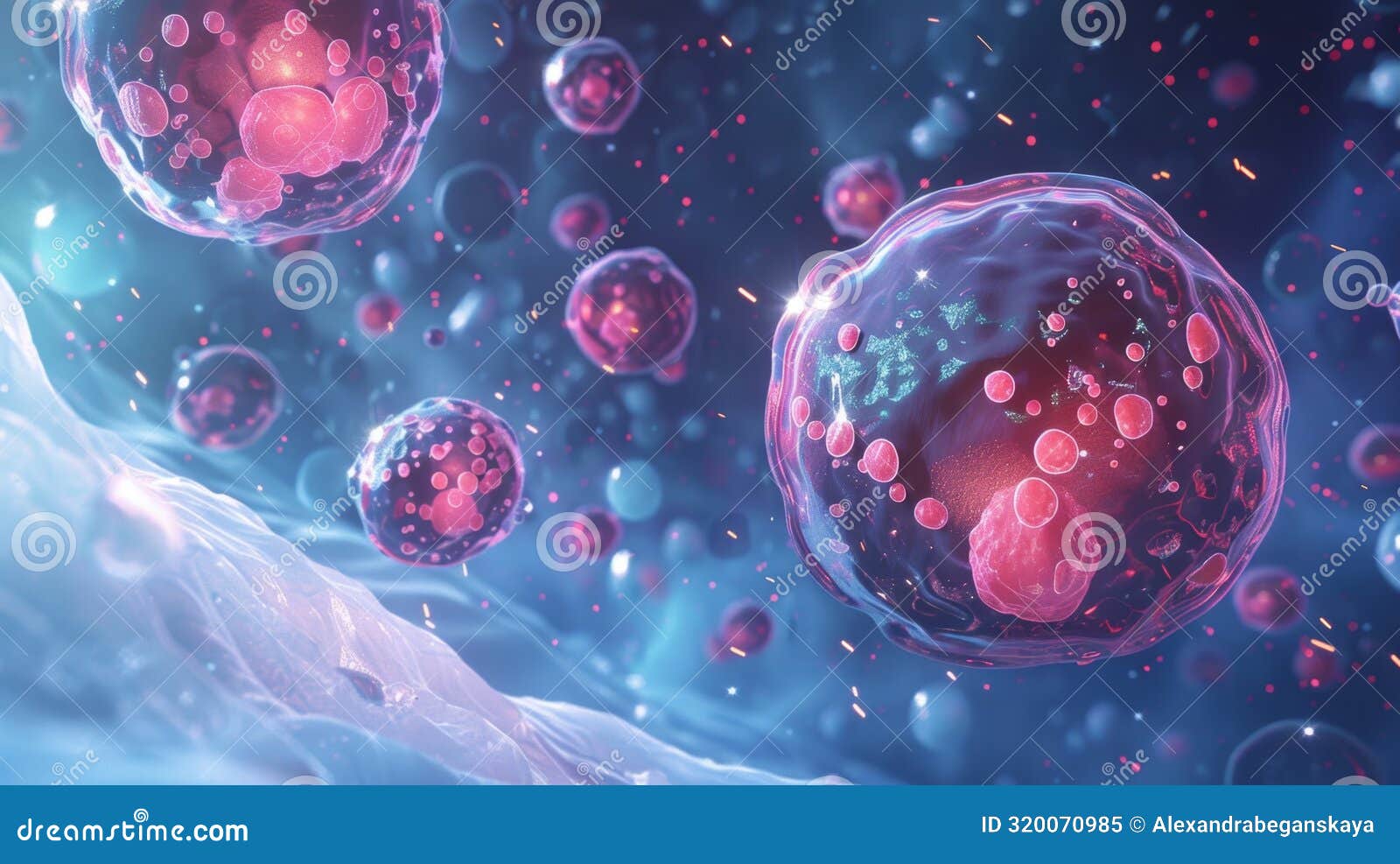 Microscopic View of Human Cells in a Fluid Medium Stock Illustration ...