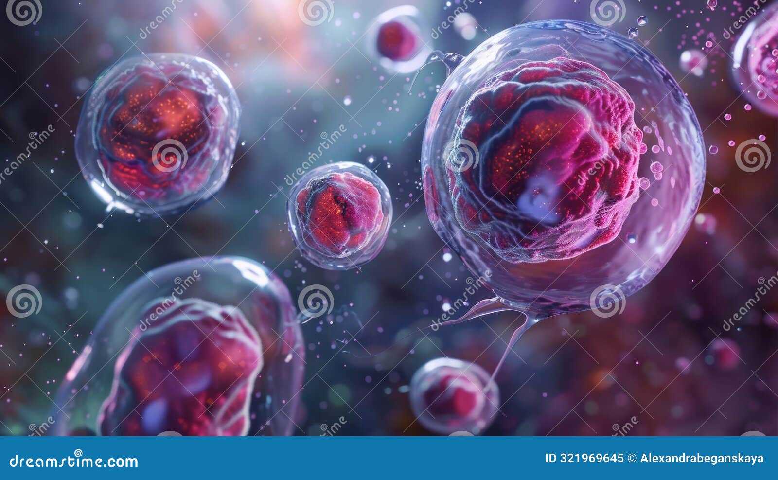 Microscopic View of Human Cells in a Fluid Medium Stock Illustration ...