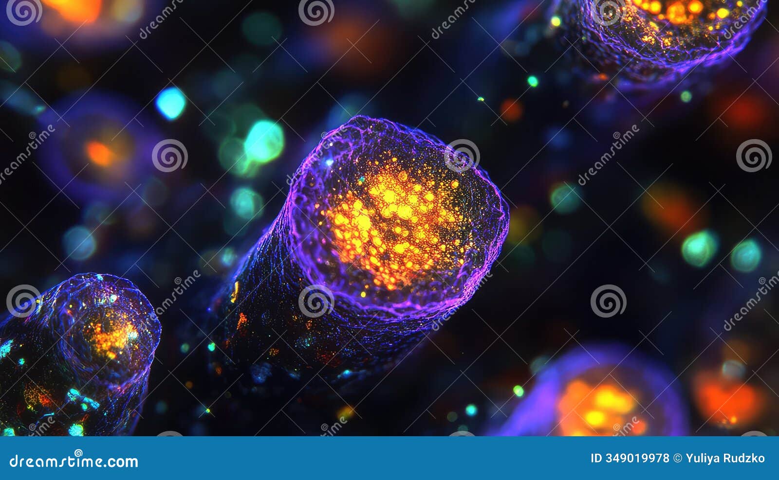 Microscopic View of Human Stem Cells with Nucleus - High-Resolution ...