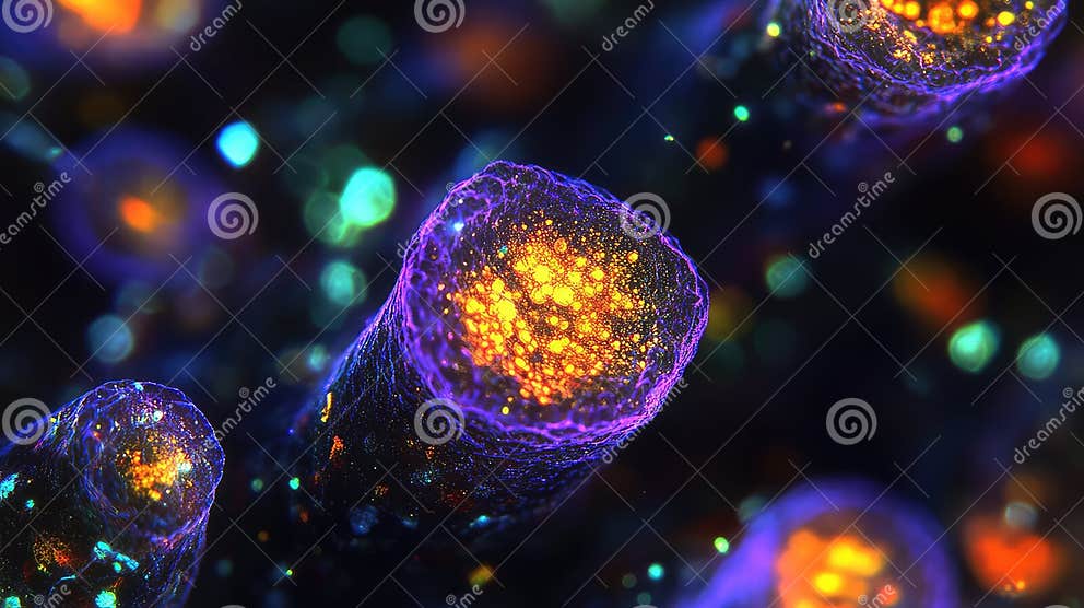 Microscopic View of Human Stem Cells with Nucleus - High-Resolution ...