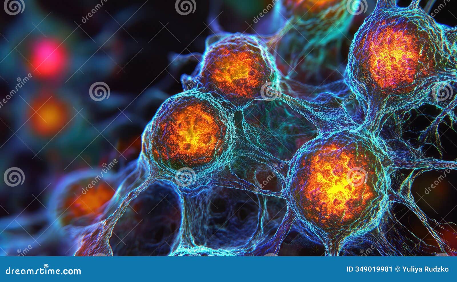 Microscopic View of Human Stem Cells with Nucleus - High-Resolution ...