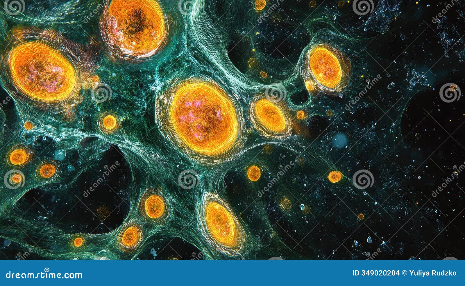 Microscopic View of Human Stem Cells with Nucleus - High-Resolution ...