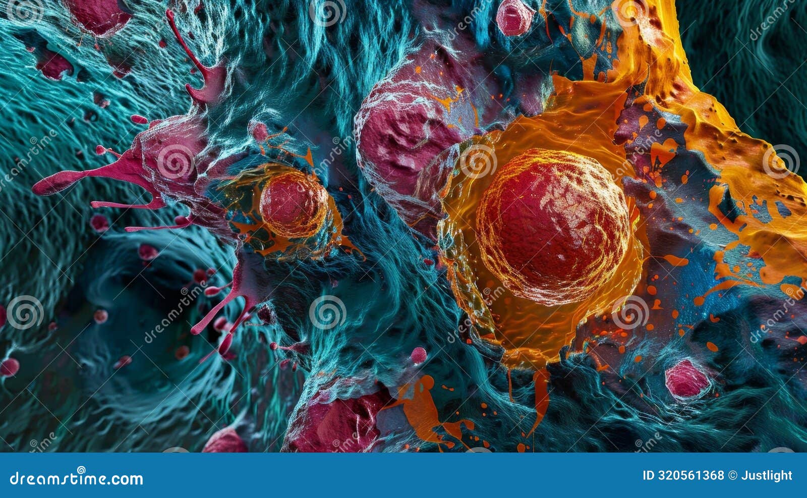 Microscopic View of a of Immune Cells Engulfing a Senescent Cell in a ...