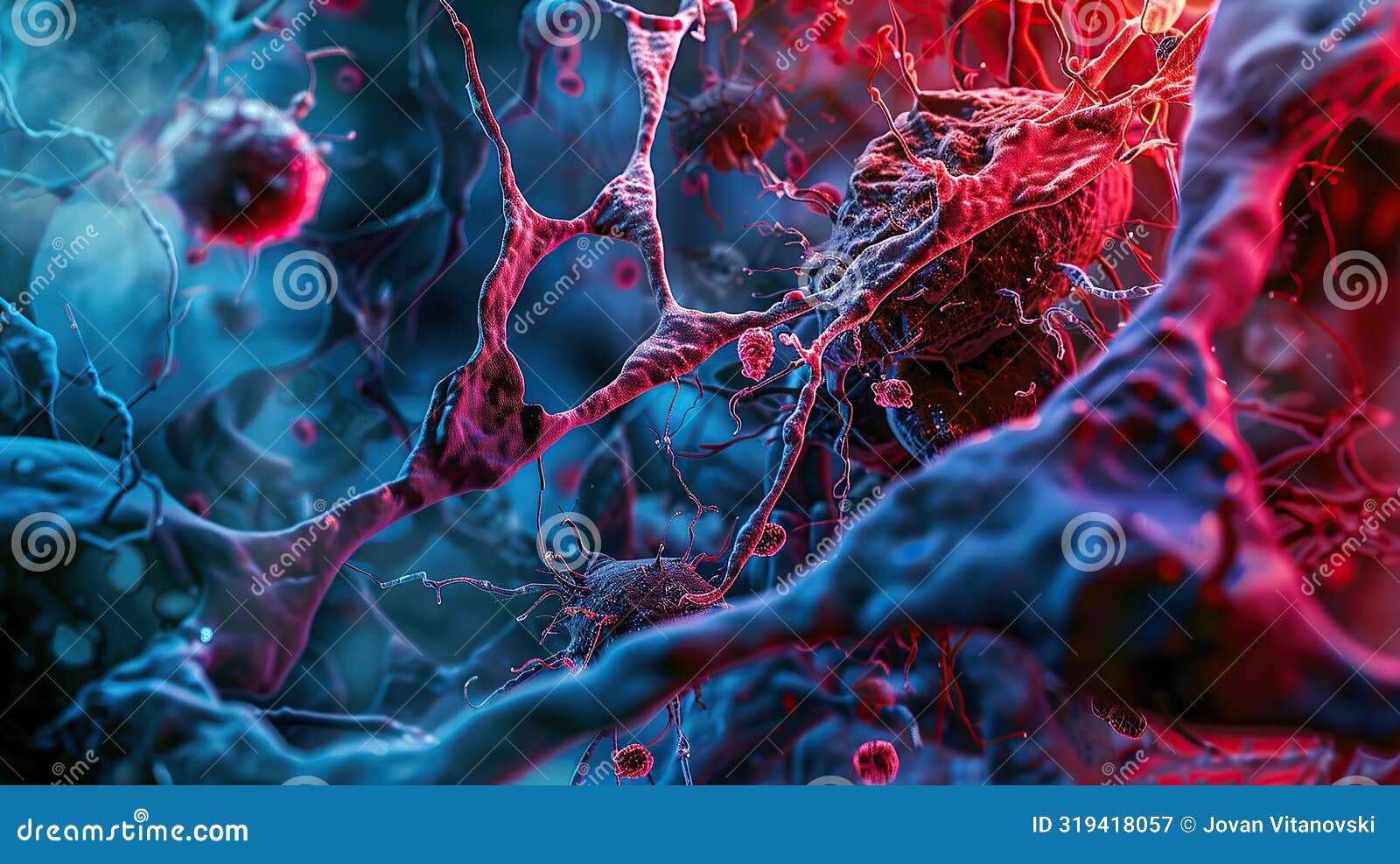 Microscopic View of Interstitial Fluid with Bacterial Presence Stock ...