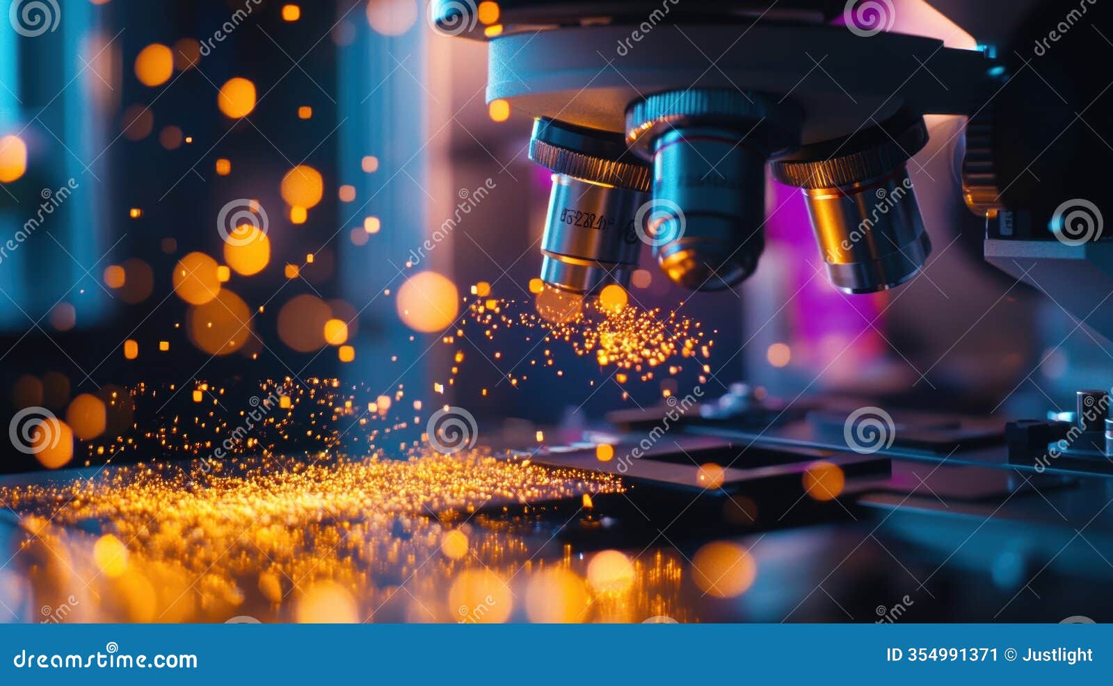 Microscopic View through a Laboratory Microscope Showcasing the ...