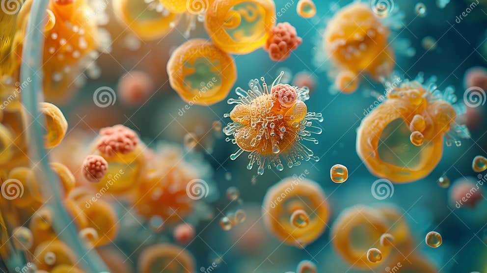 Microscopic View of Microorganisms Thriving in a Liquid Medium Stock ...