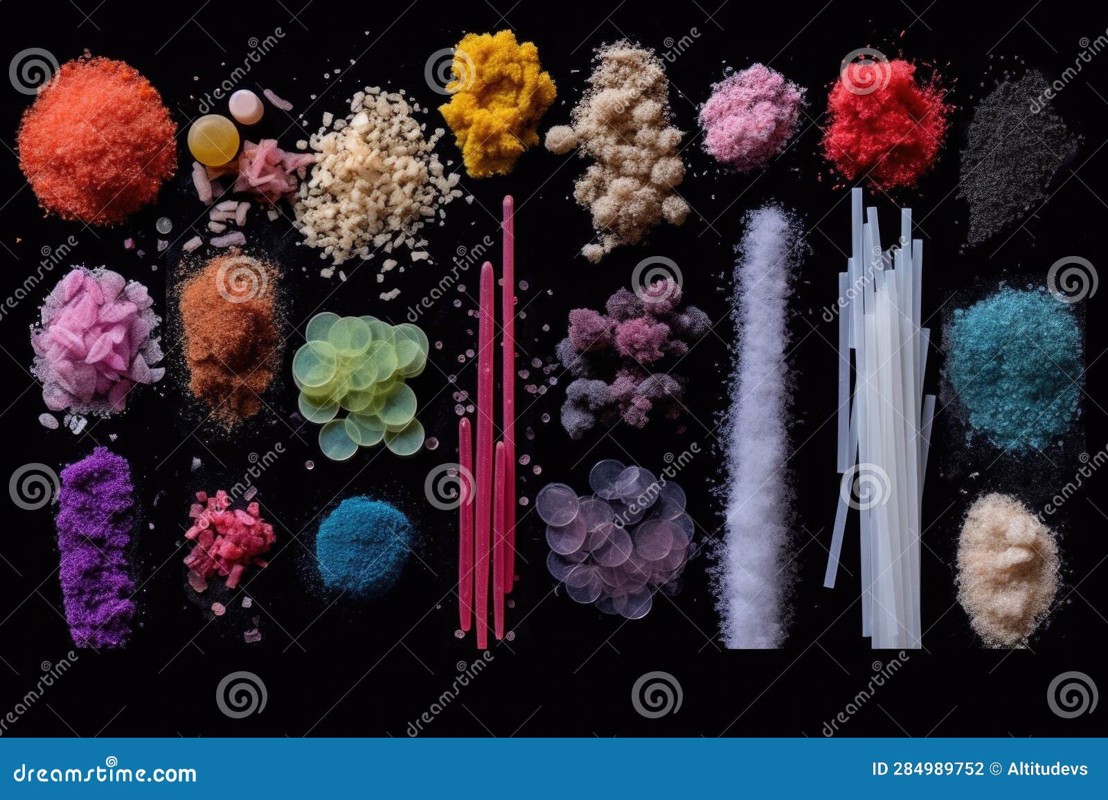 Microscopic View of Microplastics from Different Sources Stock ...
