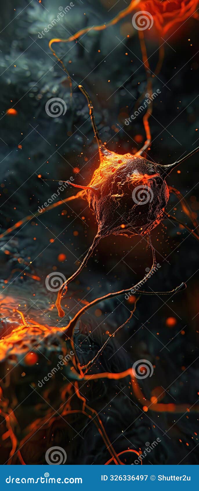 A Microscopic View of Mutating Cancer Cells Glowing Ominously in the ...