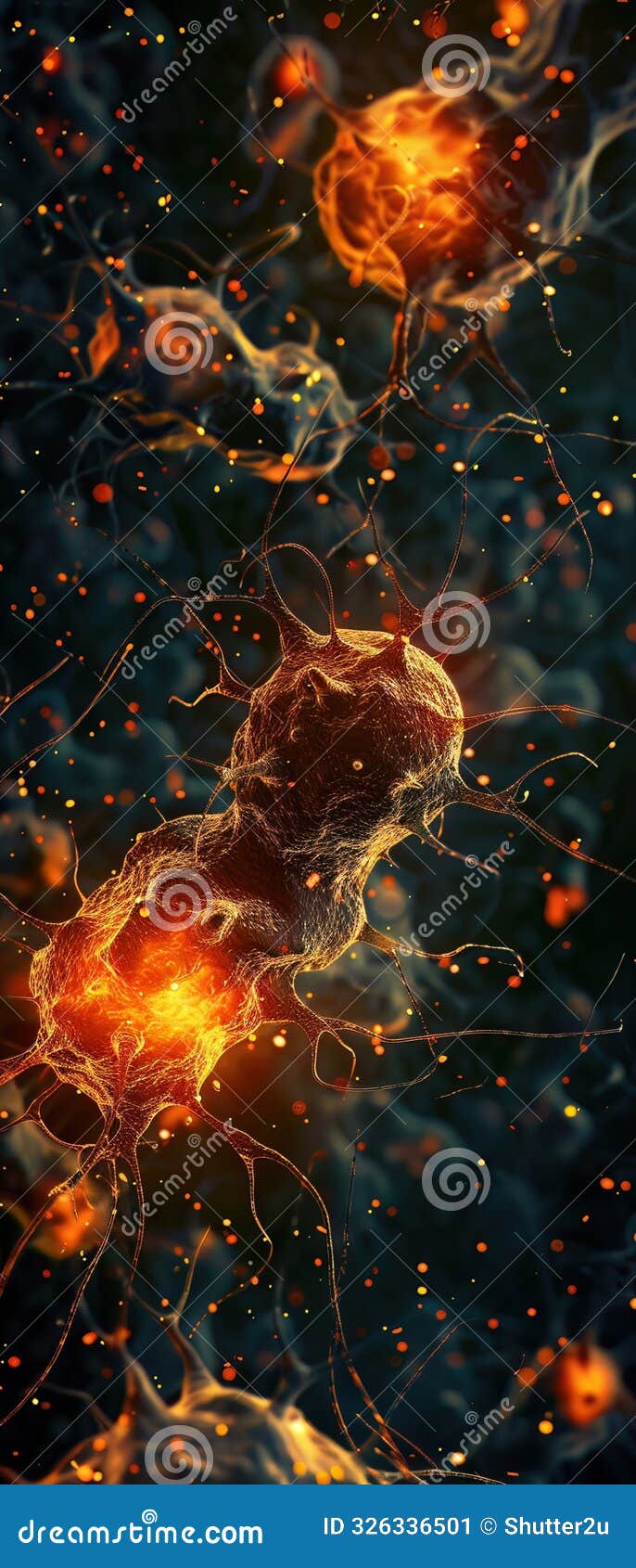 A Microscopic View of Mutating Cancer Cells Glowing Ominously in the ...