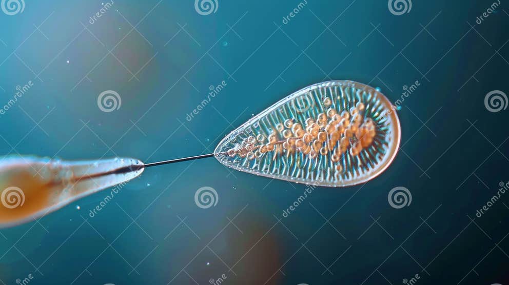 A Microscopic View of a Nematode Egg Being Trated by a Tiny Needle ...