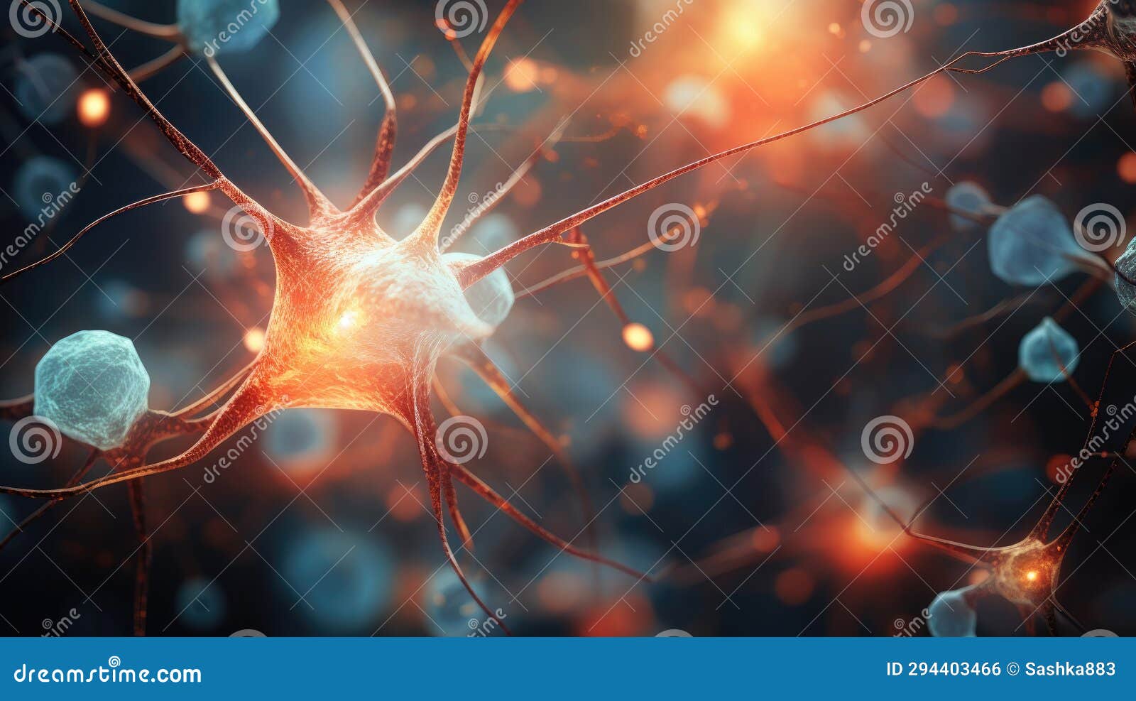 Close Up View of Illuminated Neuron Cells Transmitting a Signal ...