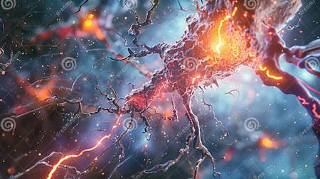 Microscopic View of a Neuron with Branching Dendrites and Axon Stock ...