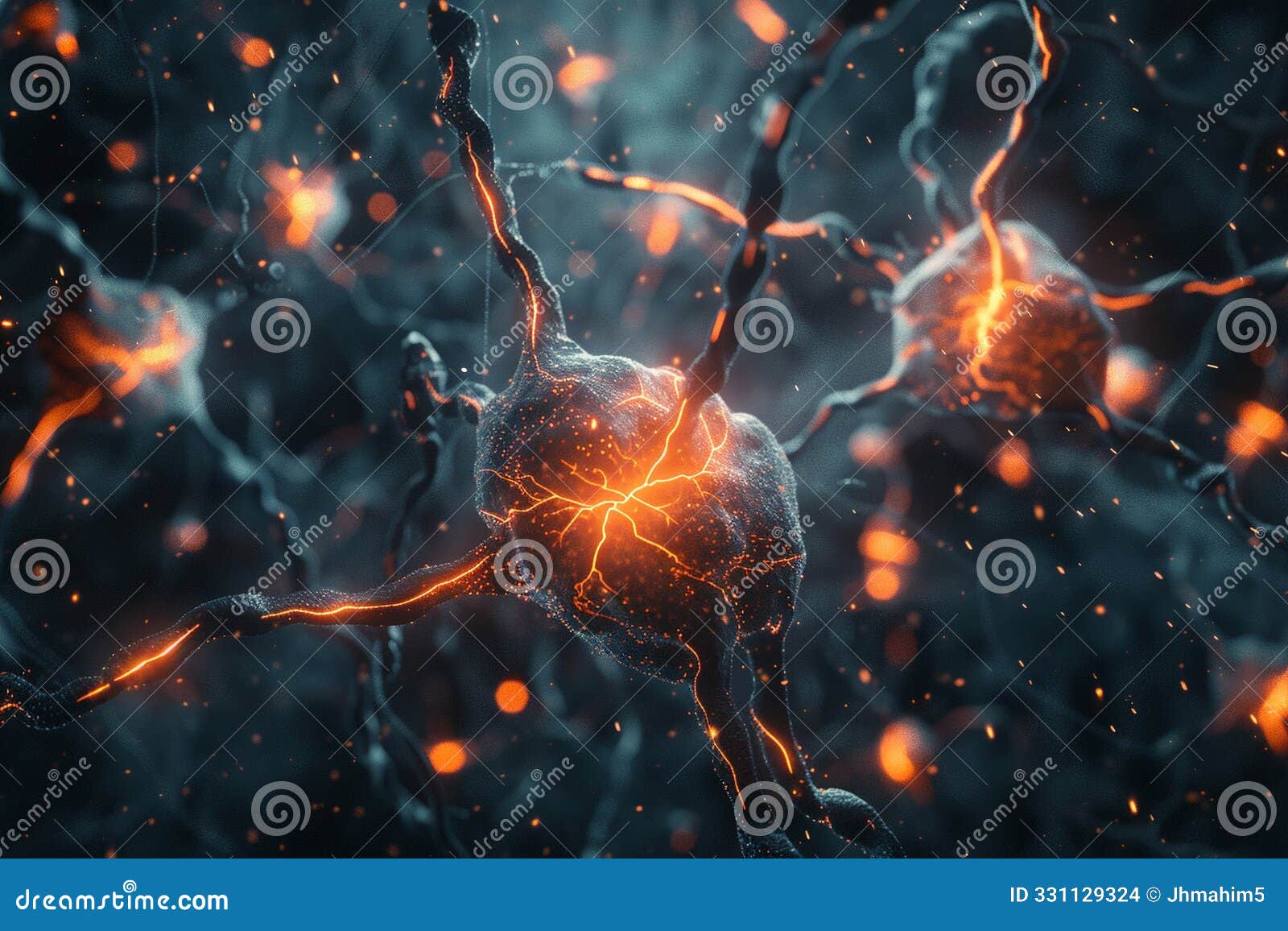 Microscopic View of a Neuron Stock Illustration - Illustration of ...